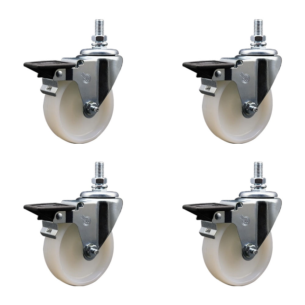 4 Inch Nylon 10MM Threaded Stem Caster Set with Brake - Walmart.com
