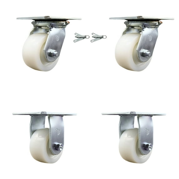 4 Inch Nylon Caster Set with Ball Bearing 2 Swivel Lock and 2 Rigid SCC ...