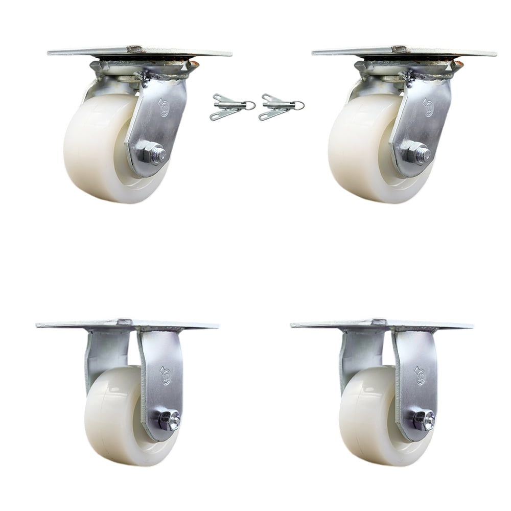 4 Inch Nylon Caster Set with Roller Bearing 2 Swivel Lock and 2 Rigid ...