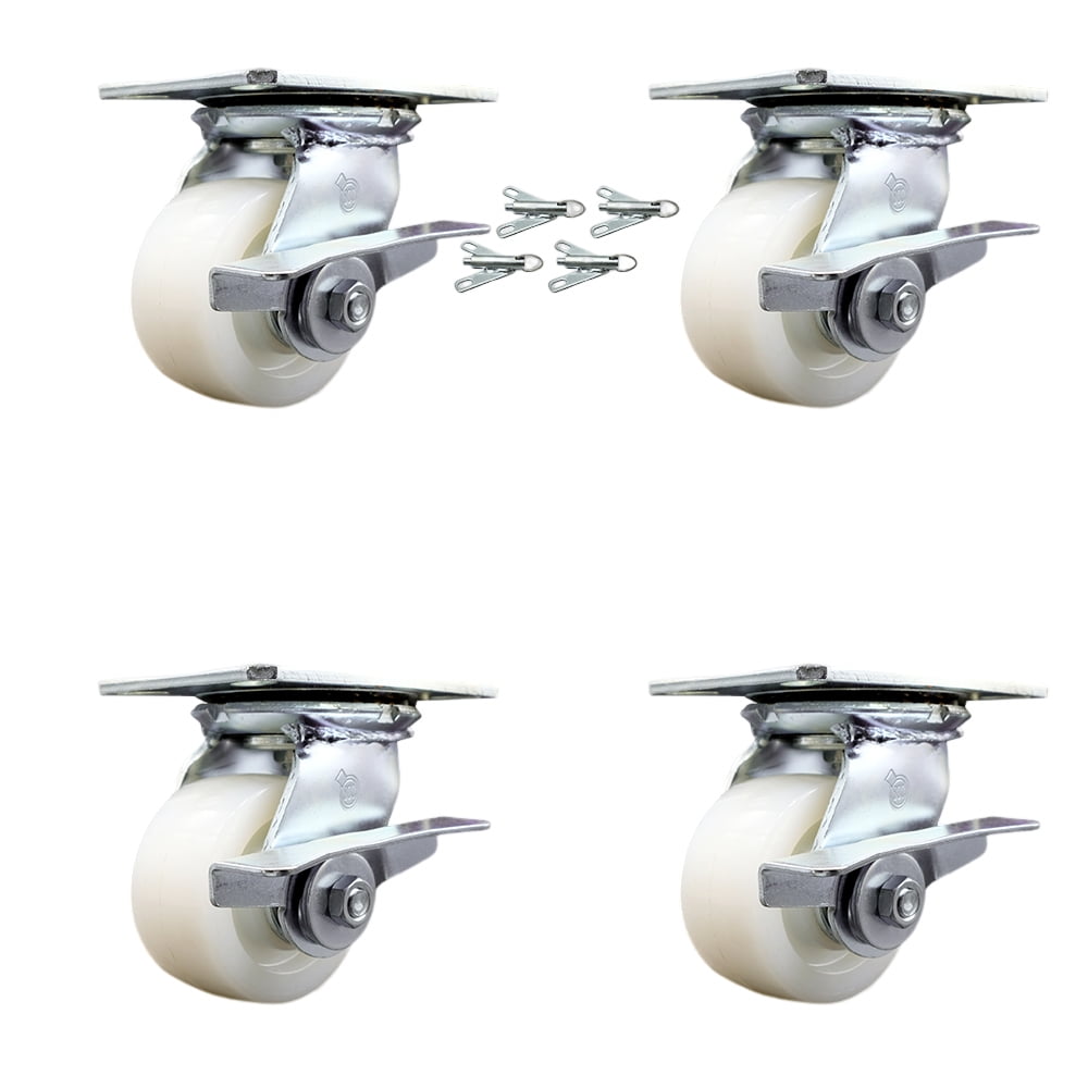 4 Inch Nylon Caster Set with Roller Bearing and Brakes/Swivel Locks SCC ...