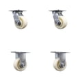 4 Inch Nylon Caster Set with Roller Bearings 2 Swivel 2 Rigid Service ...