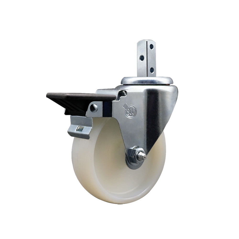 4 Inch Nylon Wheel Swivel 7/8 Inch Square Stem Caster with Brake ...