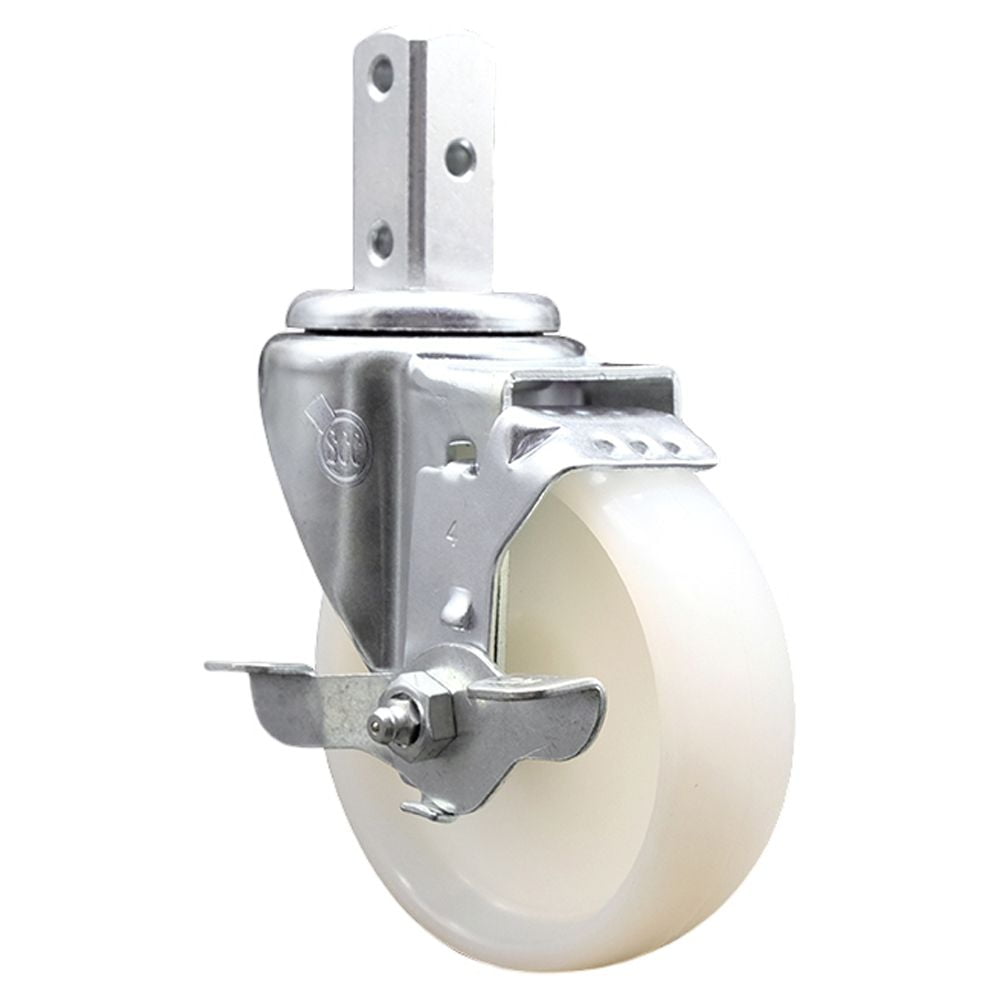 4 Inch Nylon Wheel Swivel 7/8 Inch Square Stem Caster with Brake ...