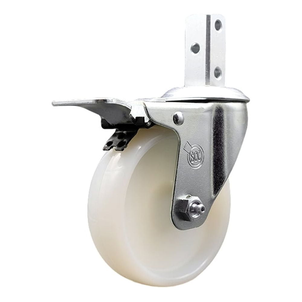4 Inch Nylon Wheel Swivel 7/8 Inch Square Stem Caster with Total Lock ...