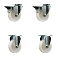4 Inch Nylon Wheel Swivel Top Plate Caster Set with 2 Posi Brakes 2 ...