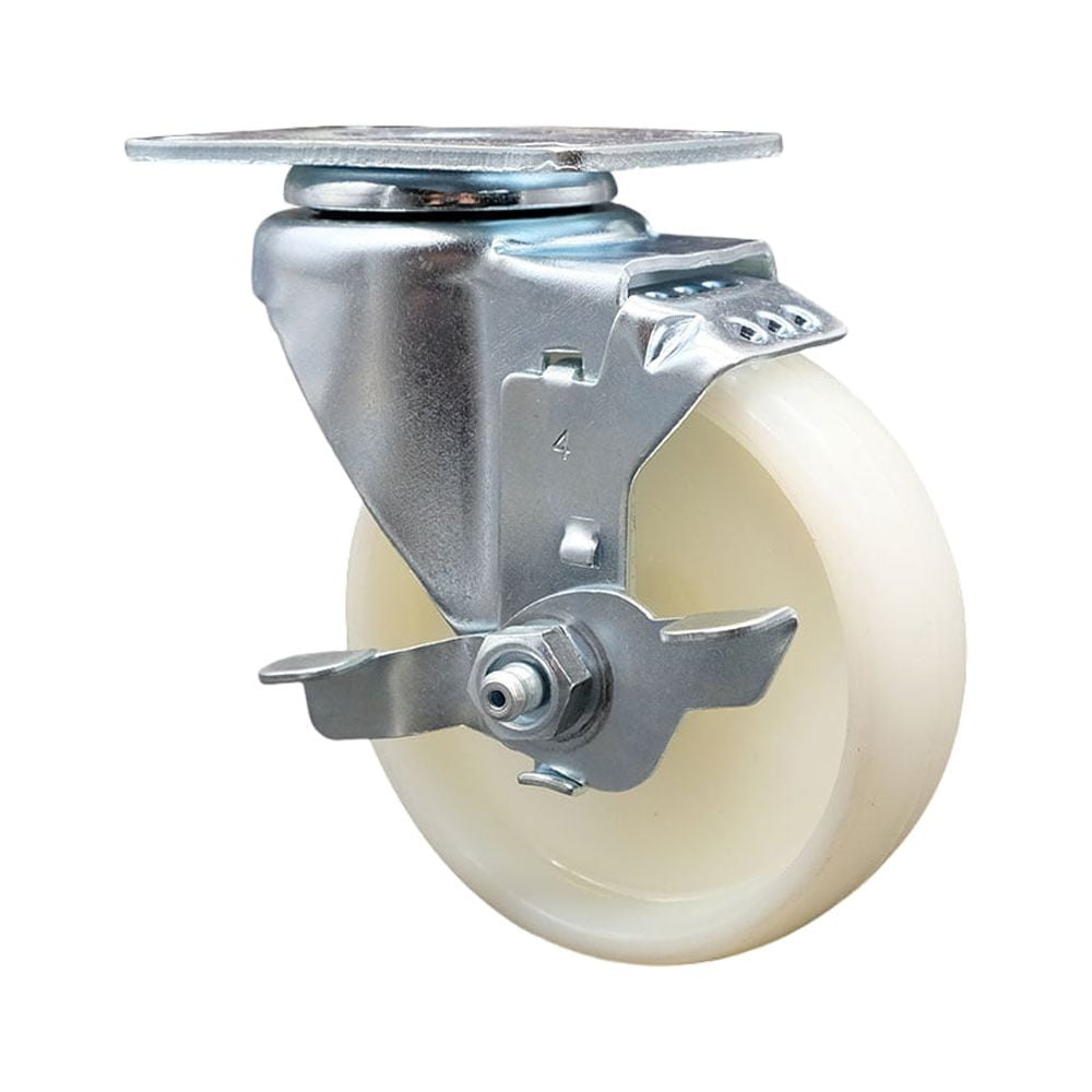 4 Inch Nylon Wheel Swivel Top Plate Caster with Brake Service Caster ...