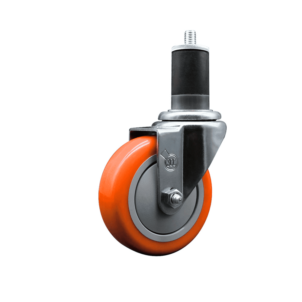 4 Inch Orange Poly Wheel Swivel 1-5/8 Inch Expanding Stem Caster SCC ...
