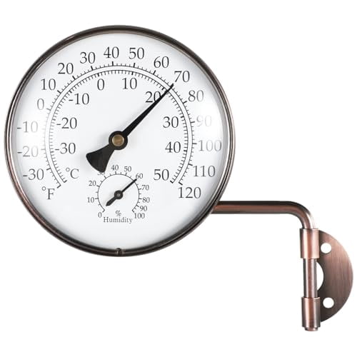 4-Inch Outdoor Thermometer, Brass Outdoor Thermometer Waterproof for ...