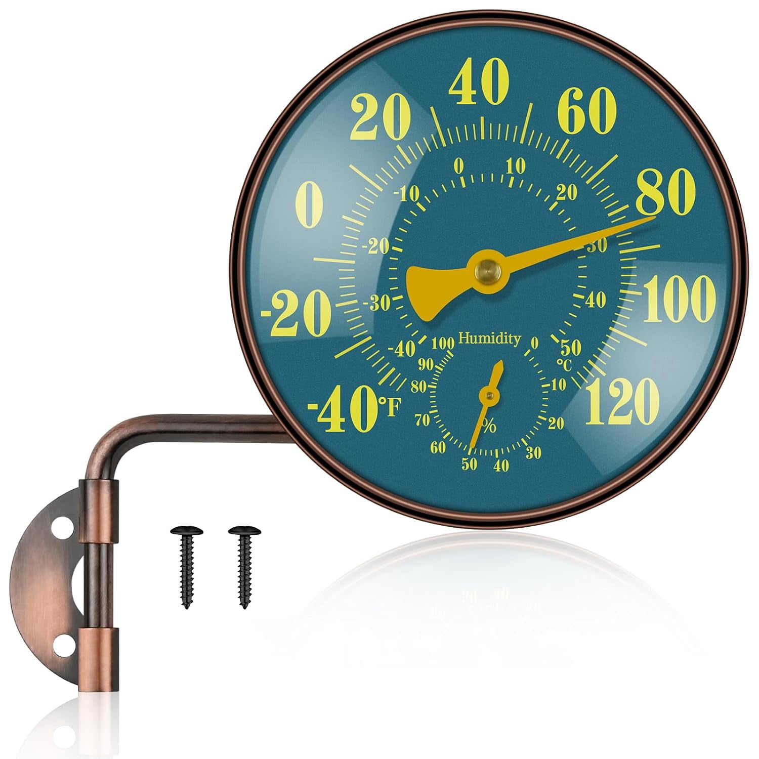 4 Inch Outdoor Thermometer Hygrometer, Brass Retro Patio Thermometer ...