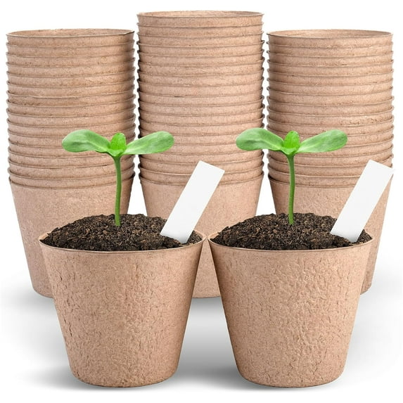 4 Inch Peat Pots, 50PCS Biodegradable Plant Starting Pots Round Nursery ...
