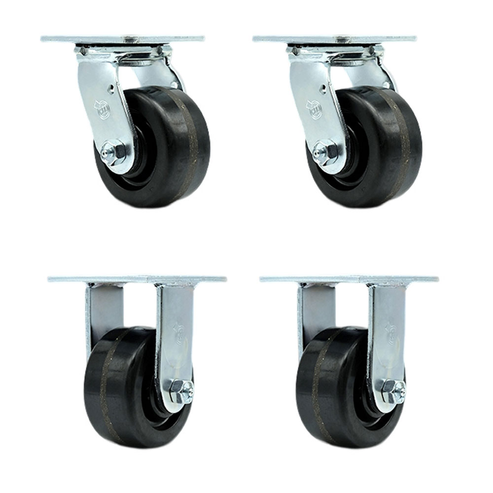 4 Inch Phenolic Caster Set with Ball Bearings 2 Swivel 2 Rigid Service ...