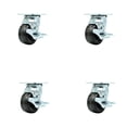 4 Inch Phenolic Caster Set with Roller Bearings and Brake/Swivel Lock ...