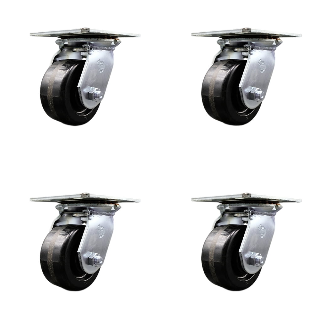 4 Inch Phenolic Caster Set with Roller Bearings and Swivel Locks ...