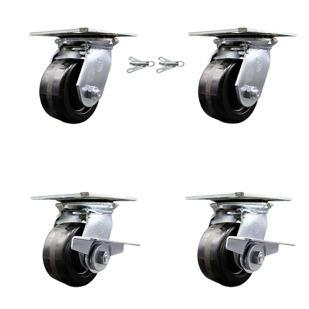 4 Inch Phenolic Swivel Caster Set 2 Swivel Locks 2 Brakes Service ...