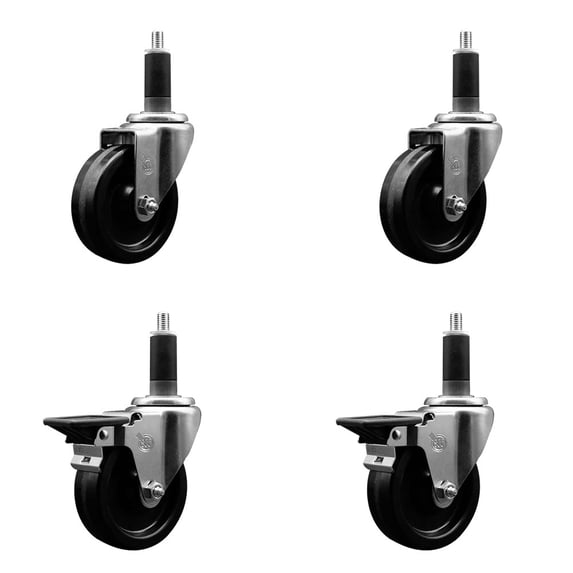 4 Inch Phenolic Wheel Swivel 1-1/8 Inch Expanding Stem Caster Set 2 ...