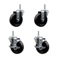 4 Inch Phenolic Wheel Swivel 5/8 Inch Threaded Stem Caster Set 2 Brakes ...