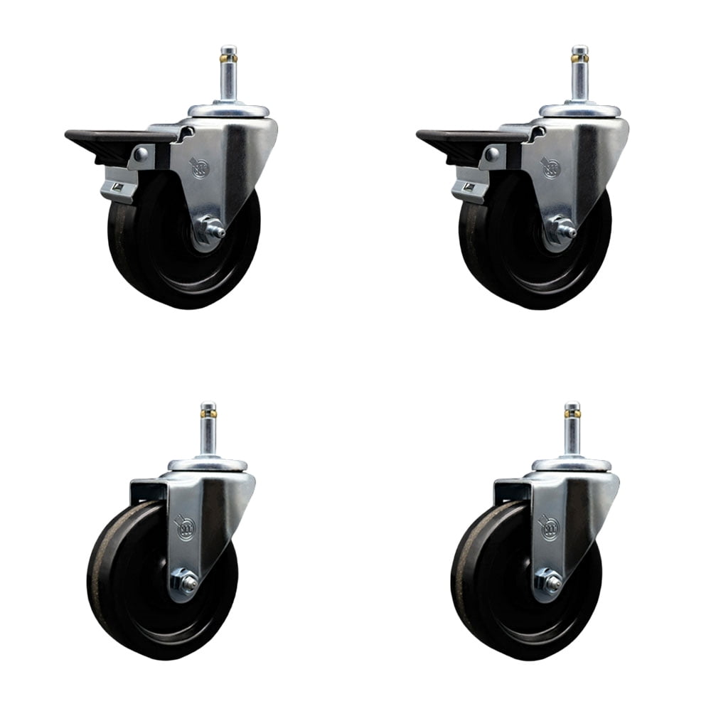 4 Inch Phenolic Wheel Swivel 7/16 Inch Grip Ring Stem Caster Set 2 Brakes SCC - Walmart.com