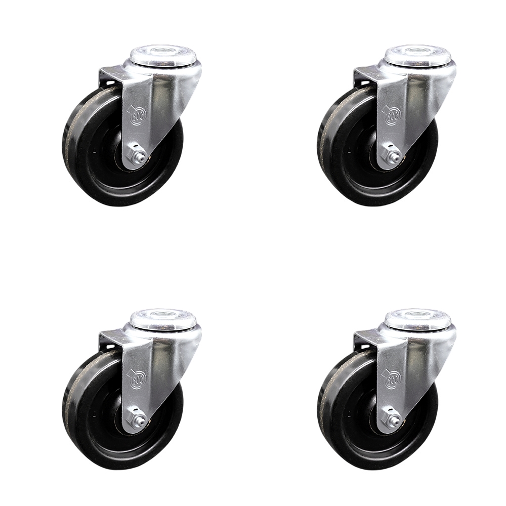 4 Inch Phenolic Wheel Swivel Bolt Hole Caster Set Service Caster Brand ...