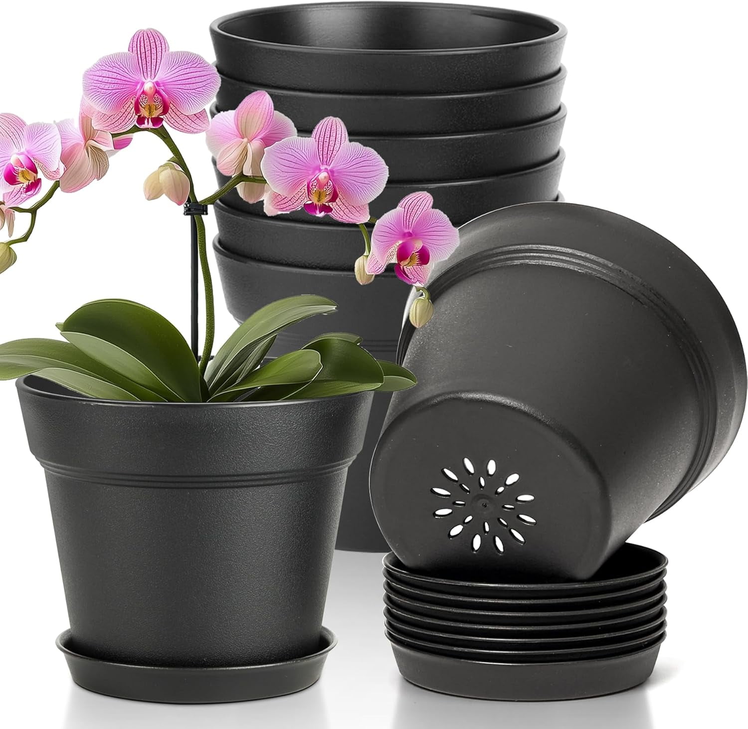 4 Inch Plant Pots 8-Pack, Small Flower Pots with Drainage Hole and ...