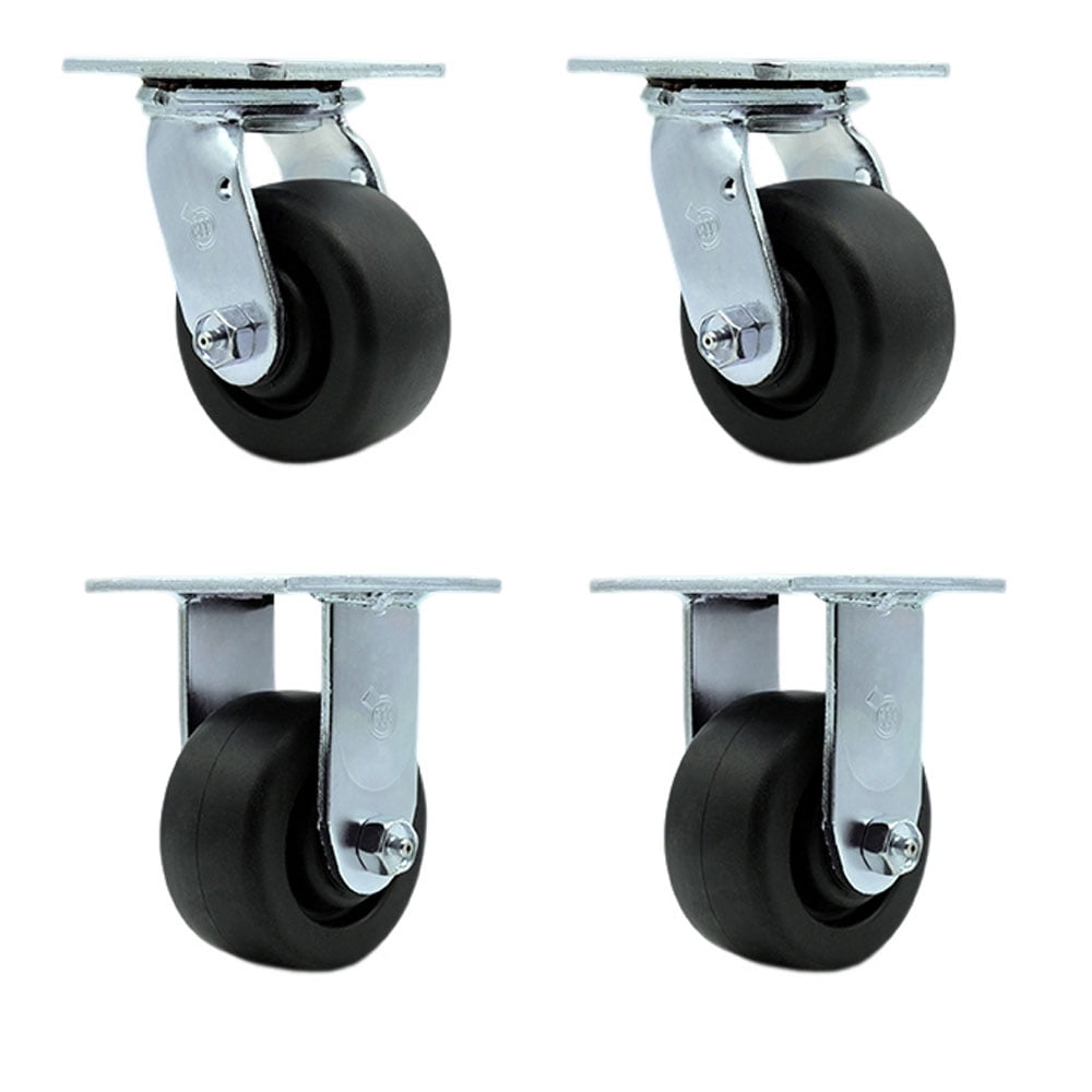 4 Inch Polyolefin Caster Set with Roller Bearing 2 Swivel 2 Rigid ...