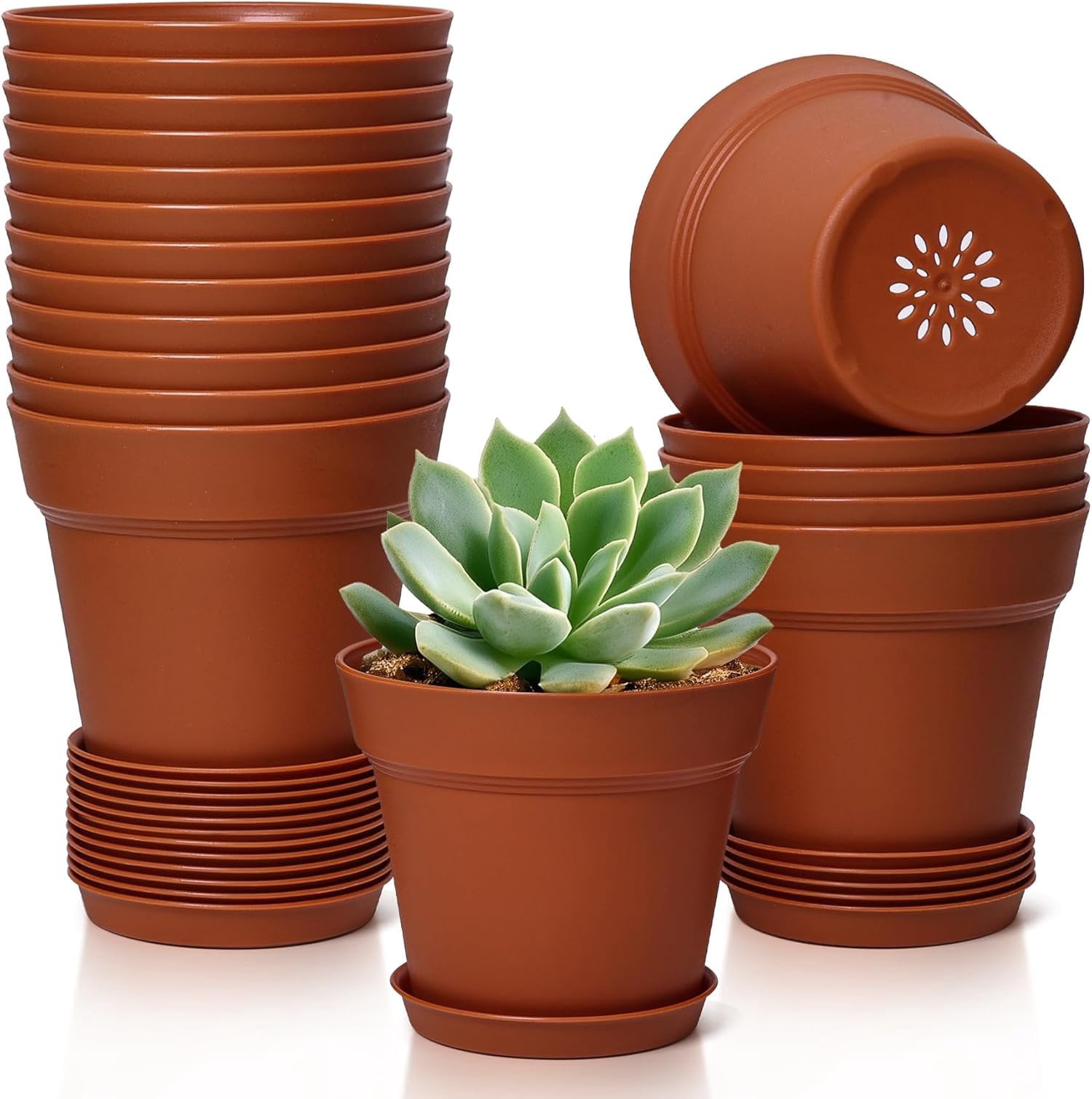 4 Inch Pots 18-Pack, Small Flower Pots with and Drainage Hole, Durable ...