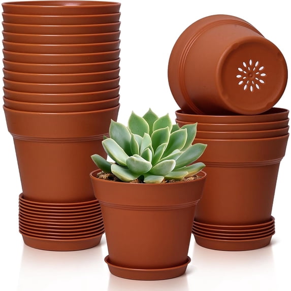 4 Inch Pots 18-Pack, Small Flower Pots with and Drainage Hole, Durable ...
