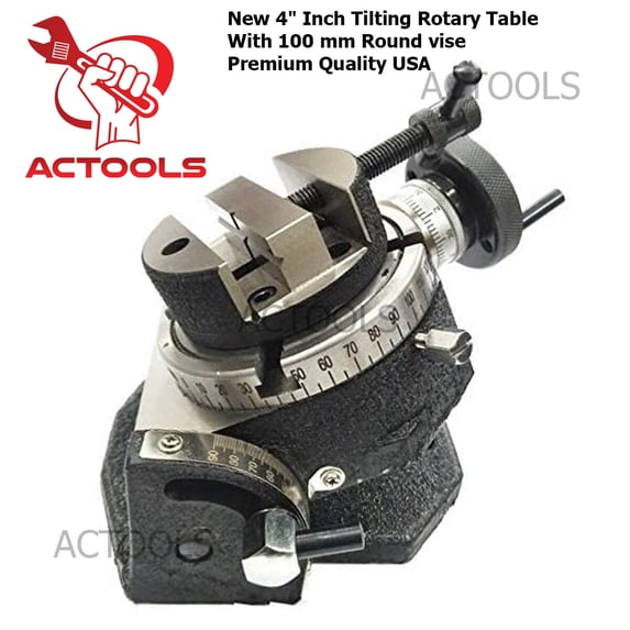 4" Inch Precision Tilting Rotary Table HV 4 Slot With 100 mm Vise Round ...