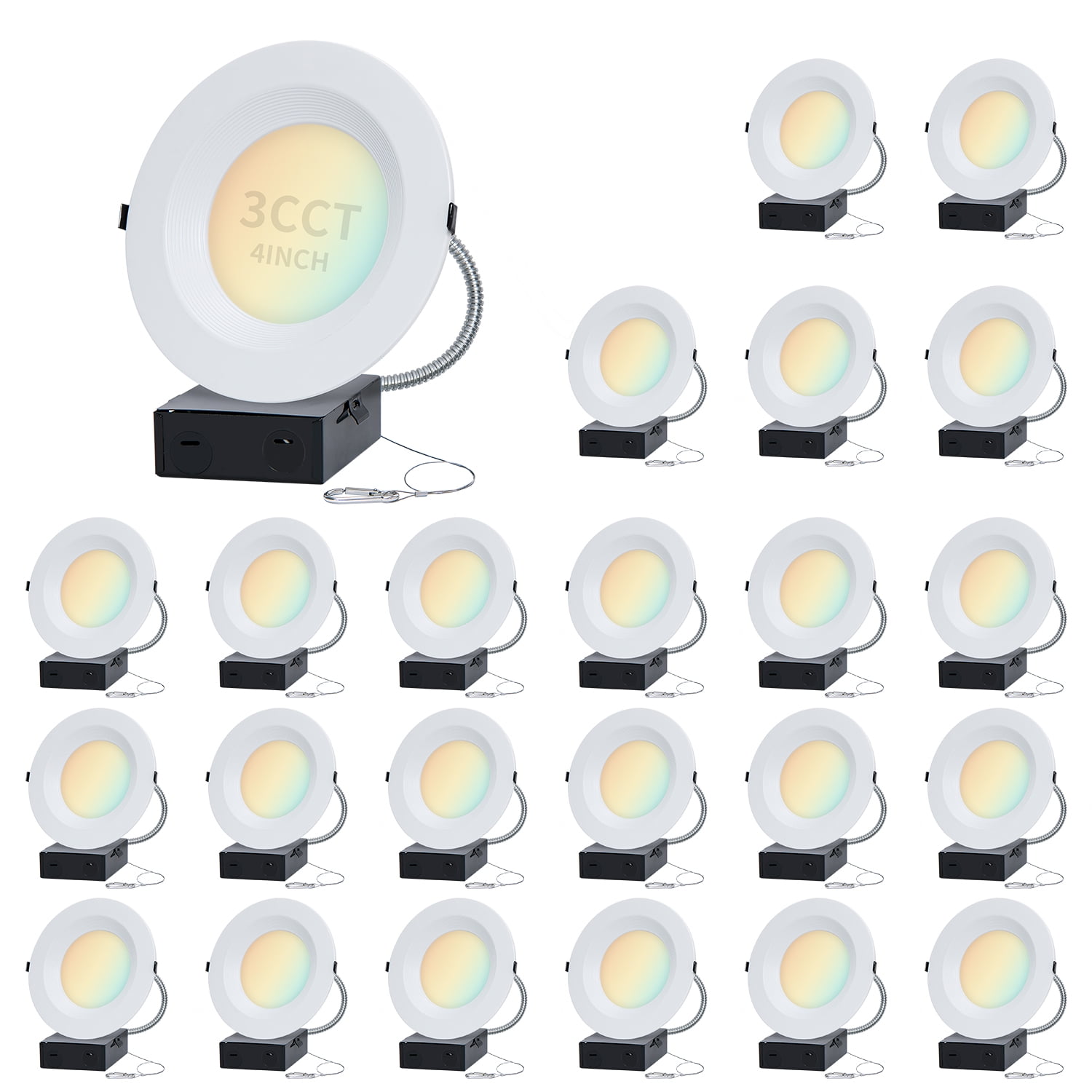 4 Inch Recessed LED Commercial Downlight with J-Box, 9/12/15W, 3 Color ...