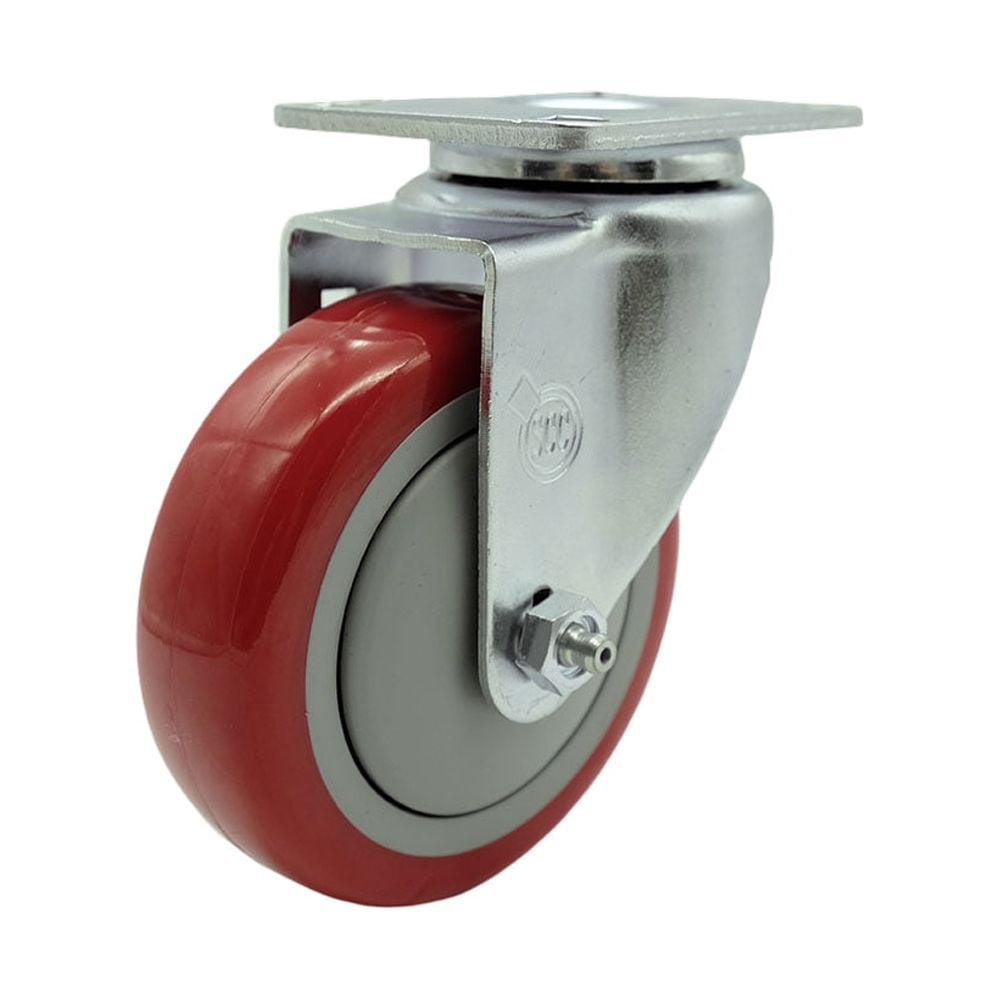 4 Inch Red Polyurethane Wheel Swivel Top Plate Caster Service Caster ...