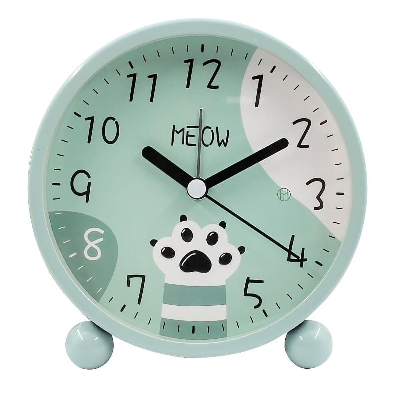 4 Inch Round Alarm Clock Cute Cartoon Cat Claw, Backlight, Battery ...