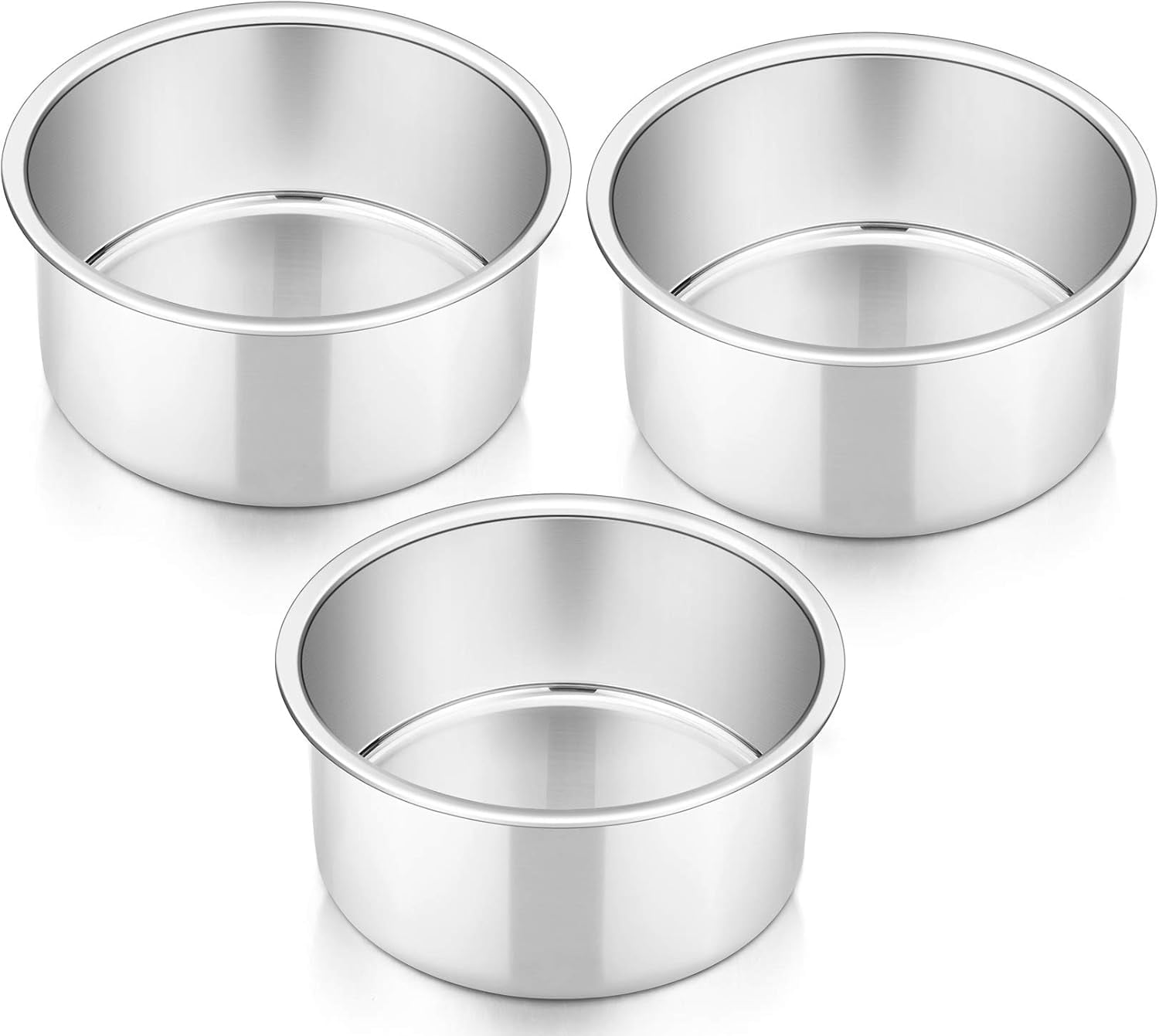 4 Inch Round Cake Pan Set of 3, Stainless Steel Round Baking Layer Pans ...