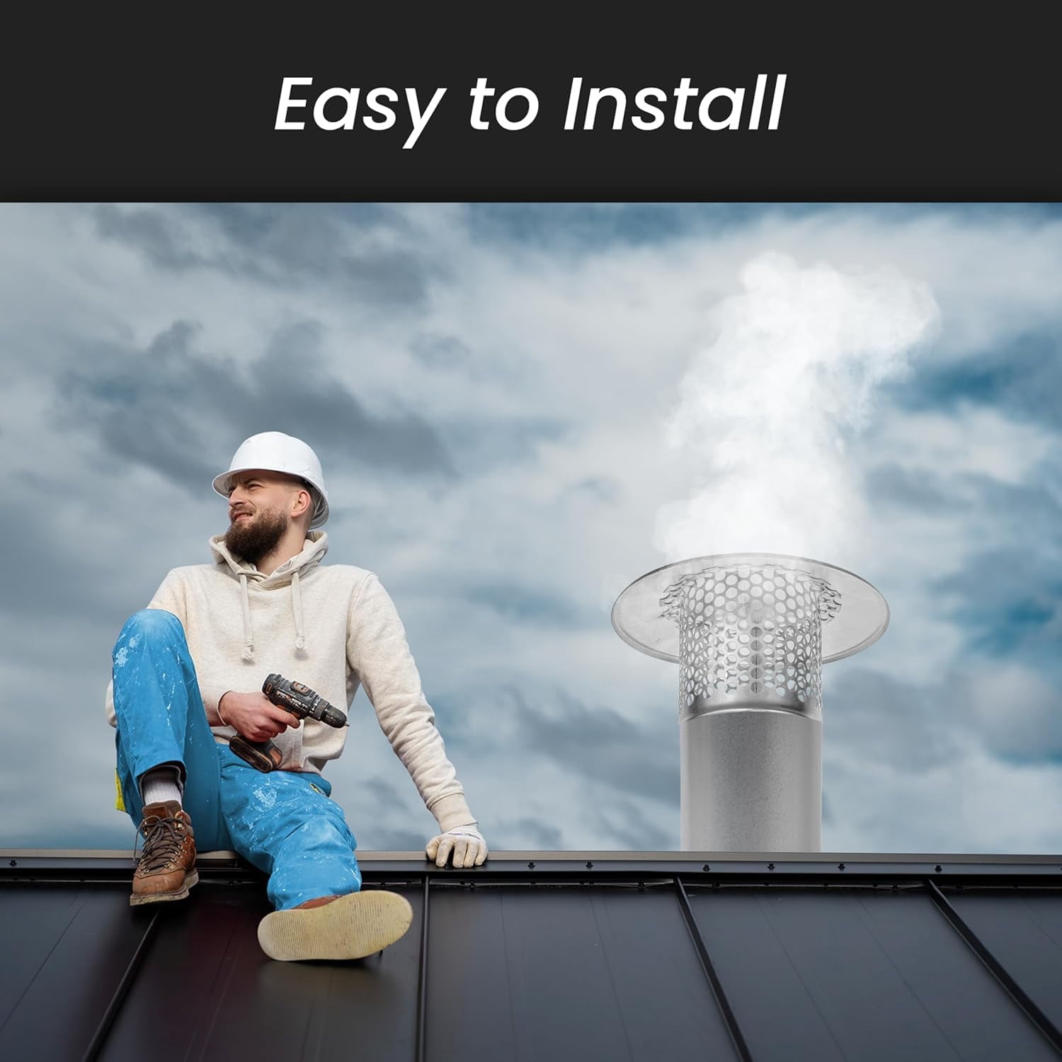 4" Inch Round Galvanized Steel Roof Cap with Mesh - Weather-Proof ...