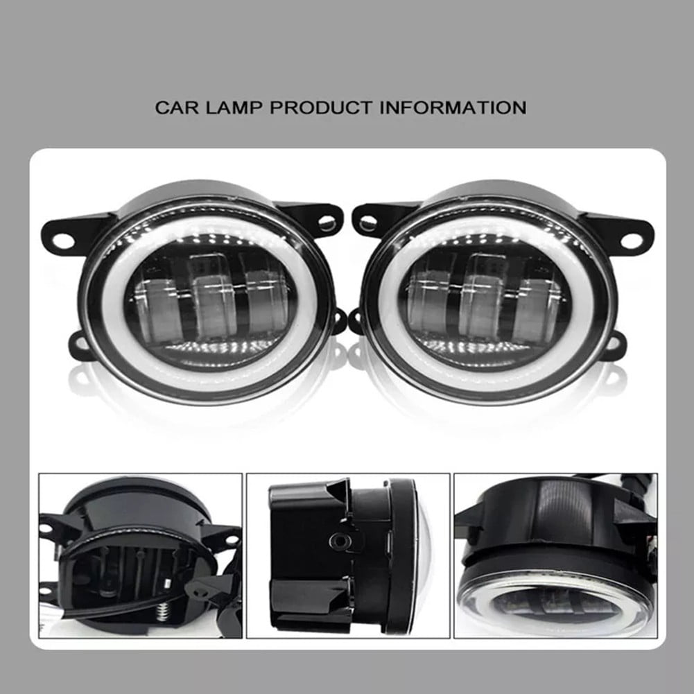 4 Inch Round LED Fog Lights Angel Eye Driving Lamps for Jeep Wrangler ...