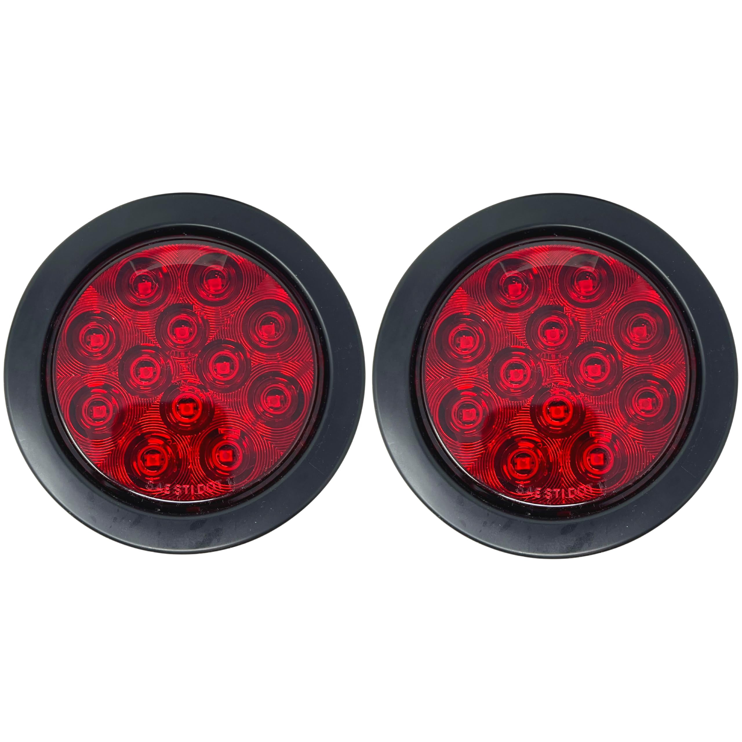 4" Inch Round Led Trailer Tail Lights Kit Red 12 LED Waterproof Grommet ...