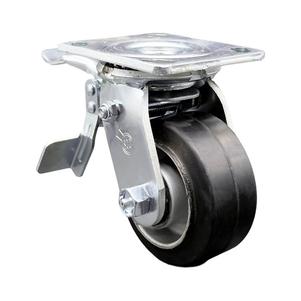 4 Inch Rubber on Aluminum Caster with Ball Bearing and Total Lock Brake ...