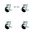 4 Inch Rubber on Steel Caster Set with Ball Bearings 4 Brake 2 Swivel ...