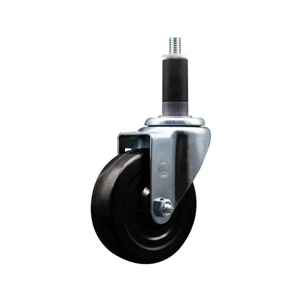4 Inch SS Hard Rubber Wheel Swivel 1-1/8 Inch Expanding Stem Caster SCC ...