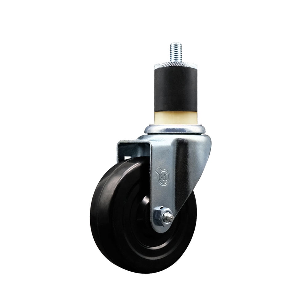 4 Inch SS Hard Rubber Wheel Swivel 1-7/8 Inch Expanding Stem Caster SCC ...