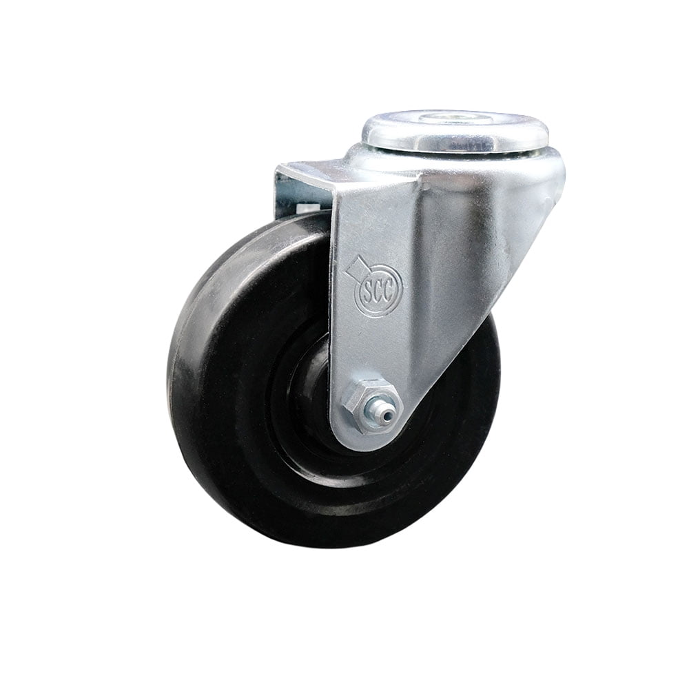 4 Inch SS Hard Rubber Wheel Swivel Bolt Hole Caster Service Caster ...