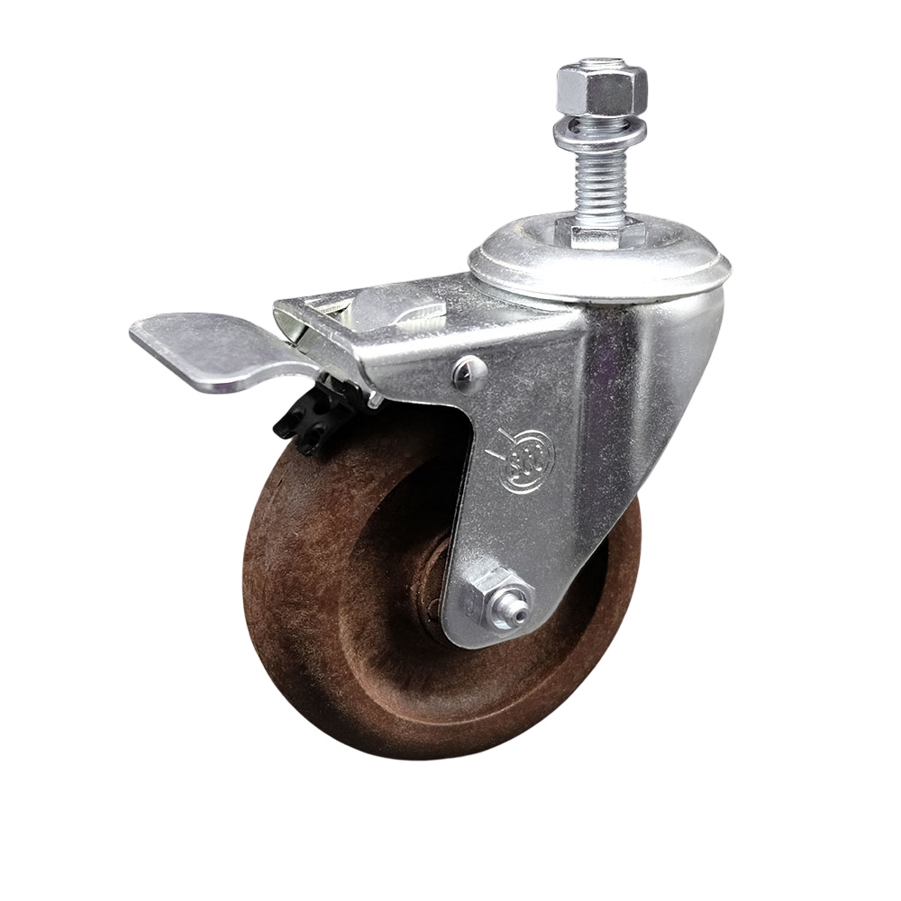 4 Inch SS High Temp Glass Filled Nylon ½ Inch Stem Caster with Total ...