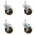 4 Inch SS High Temp Phenolic Swivel 3/8 Inch Threaded Stem Caster Set ...