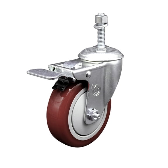 5 Inch 316SS Gray Polyurethane Swivel ½ Inch Stem Caster Total Lock ...