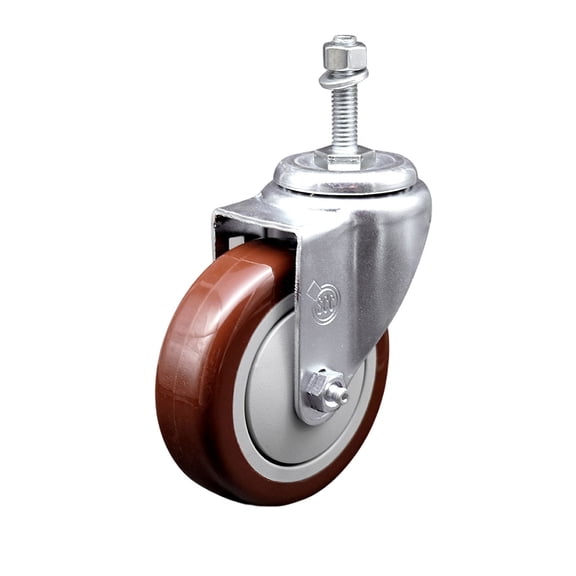 4 Inch Phenolic Wheel Swivel 10mm Threaded Stem Caster Set with Brake ...