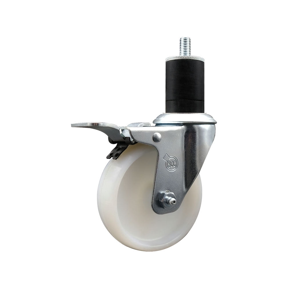 4 Inch SS Nylon Swivel 1-3/4 Inch Expand Stem Caster Total Lock Brake ...