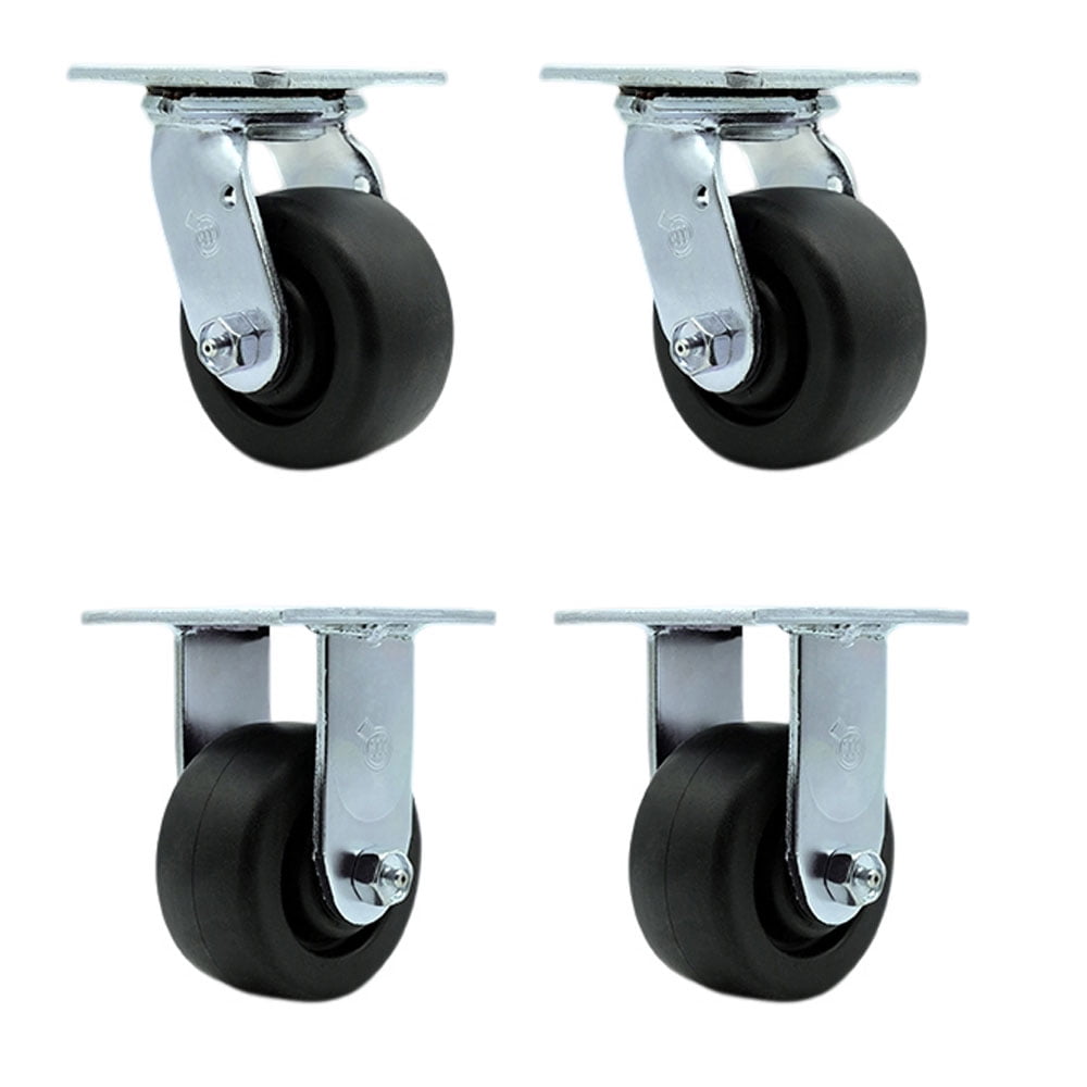 4 Inch SS Polyolefin Caster Set with Ball Bearings 2 Swivel 2 Rigid SCC ...