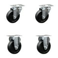 4 Inch SS Soft Rubber Wheel Swivel Top Plate Caster Set with 2 Rigid ...