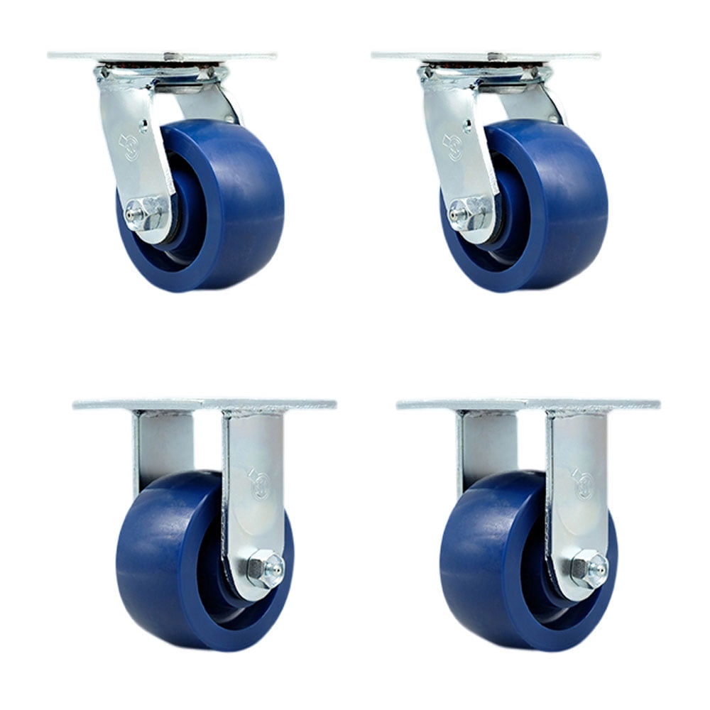 4 Inch SS Solid Poly Caster Set with Ball Bearings 2 Swivel Lock 2 ...