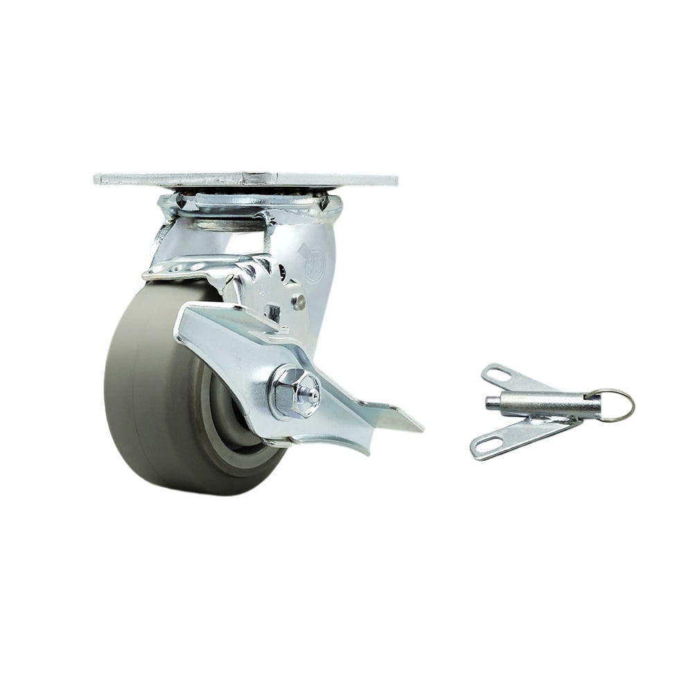 4 Inch SS TPR Flat Tread Swivel Caster with Delrin Bearing and Brake ...
