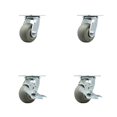 4 Inch SS Thermoplastic Caster Set with Roller Bearing 2 Swivel Lock 2 ...