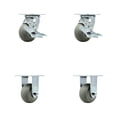 4 Inch SS Thermoplastic Rubber Caster Set with Ball Bearings 2 Brake 2 ...